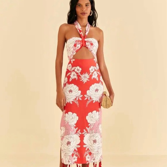 FARM Rio | Dresses | Farm Rio Red And White Floral Maxi Dress | Poshmark